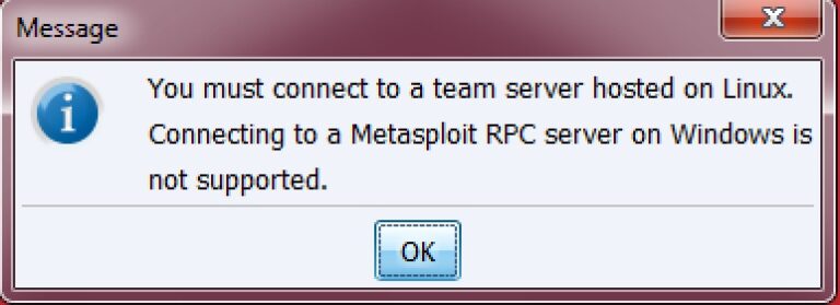 Connecting to a Metasploit RPC server on Windows is not supported ...